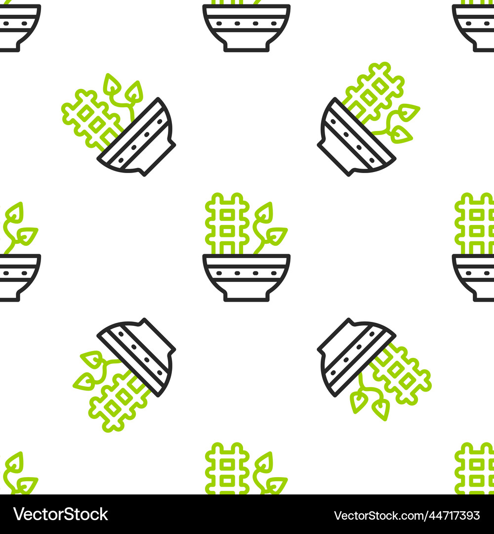 Line plant in pot icon isolated seamless pattern Vector Image