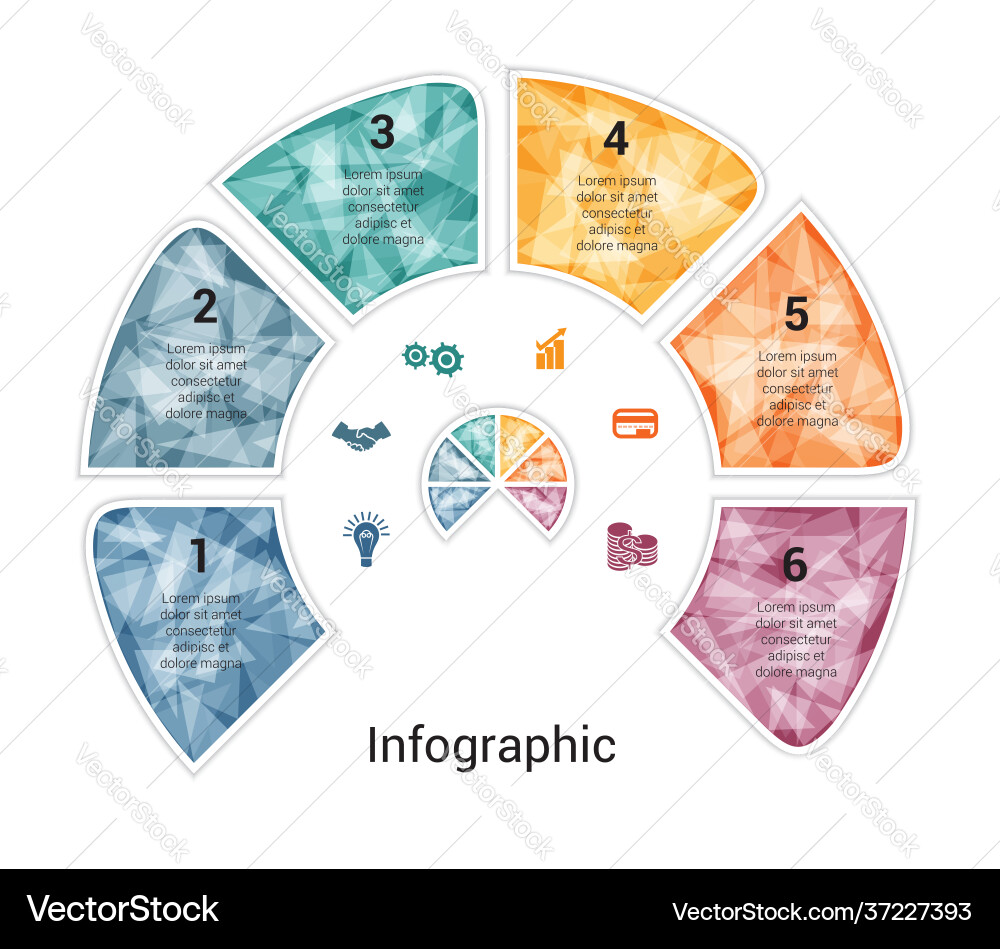 Modern colorful template infographics 6 positions Vector Image