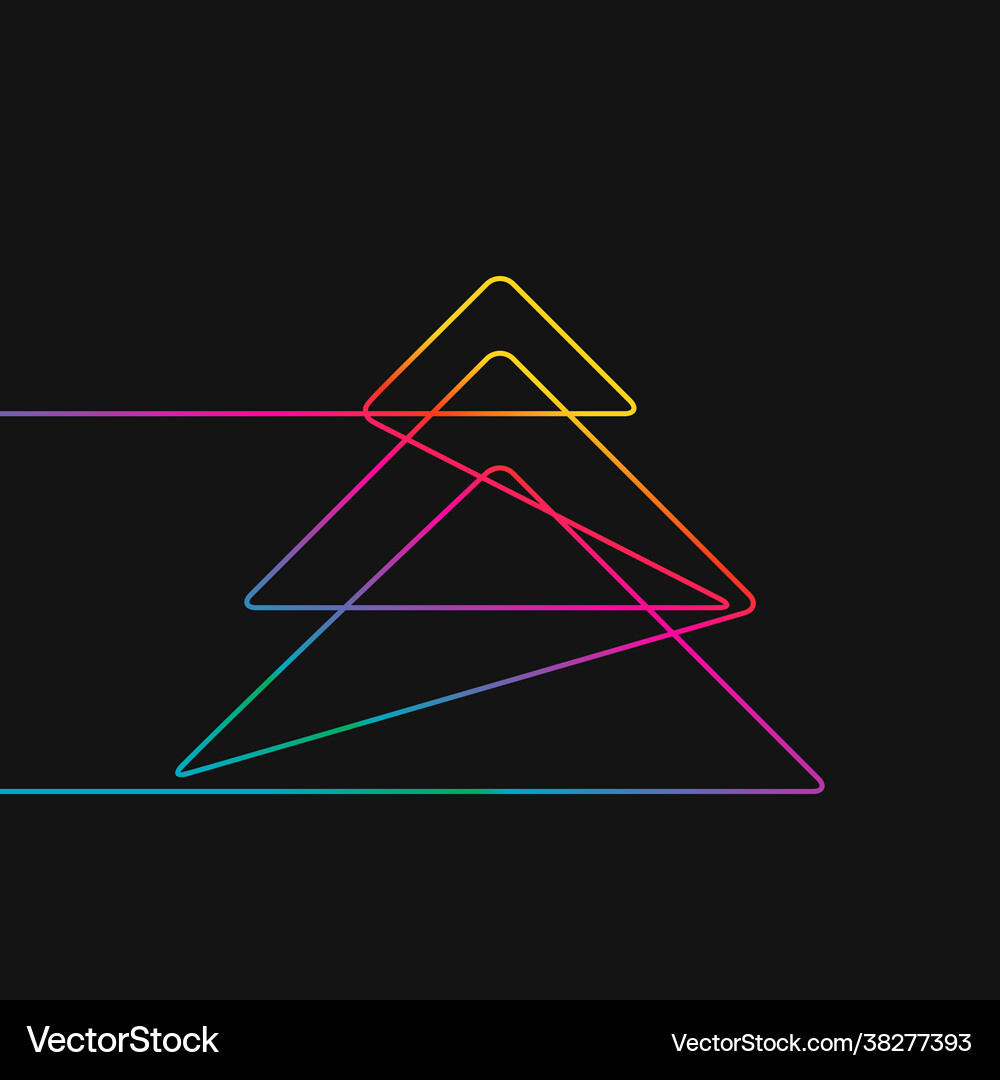 One line drawing christmas tree rainbow colors Vector Image
