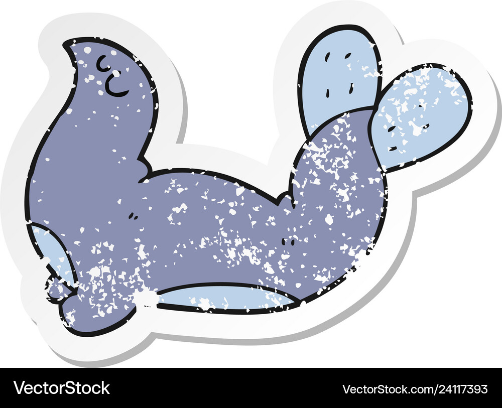 Retro distressed sticker a cartoon seal Royalty Free Vector