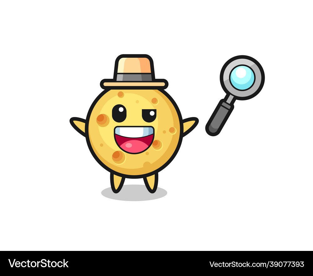 Round cheese mascot as a detective who Royalty Free Vector