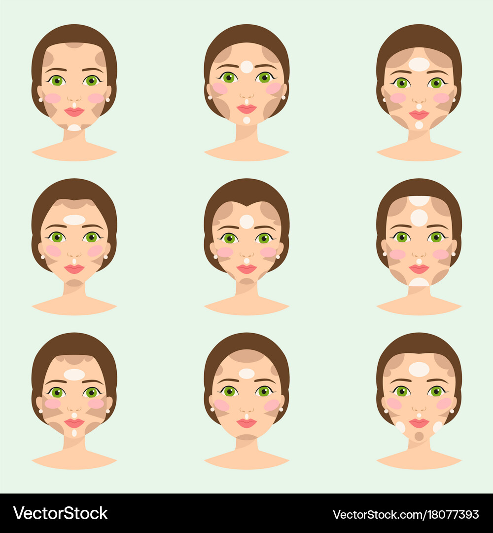 Set of different woman face types Royalty Free Vector Image