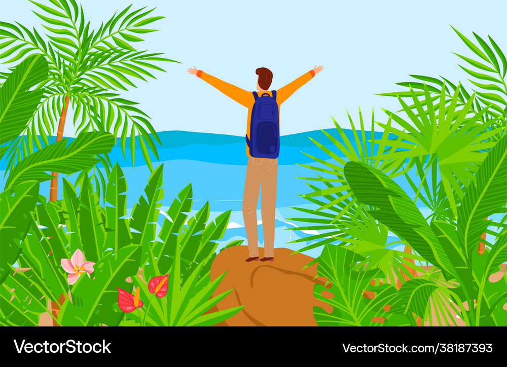 Tourist at beach nature flat Royalty Free Vector Image
