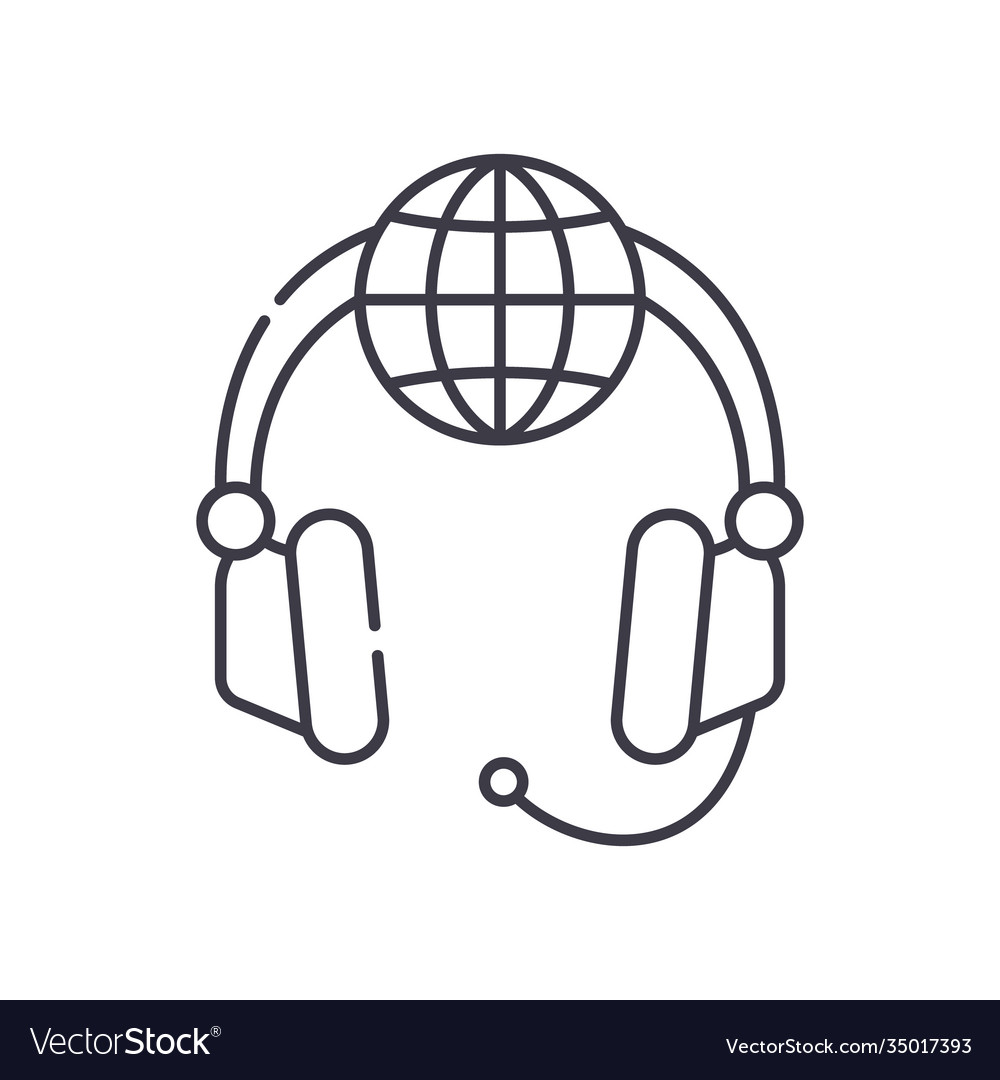 Website support icon linear isolated Royalty Free Vector