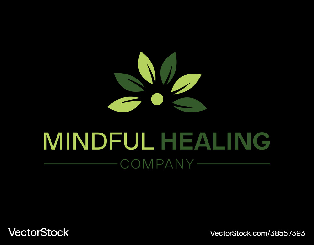 Wellness mindful healing company logo Royalty Free Vector