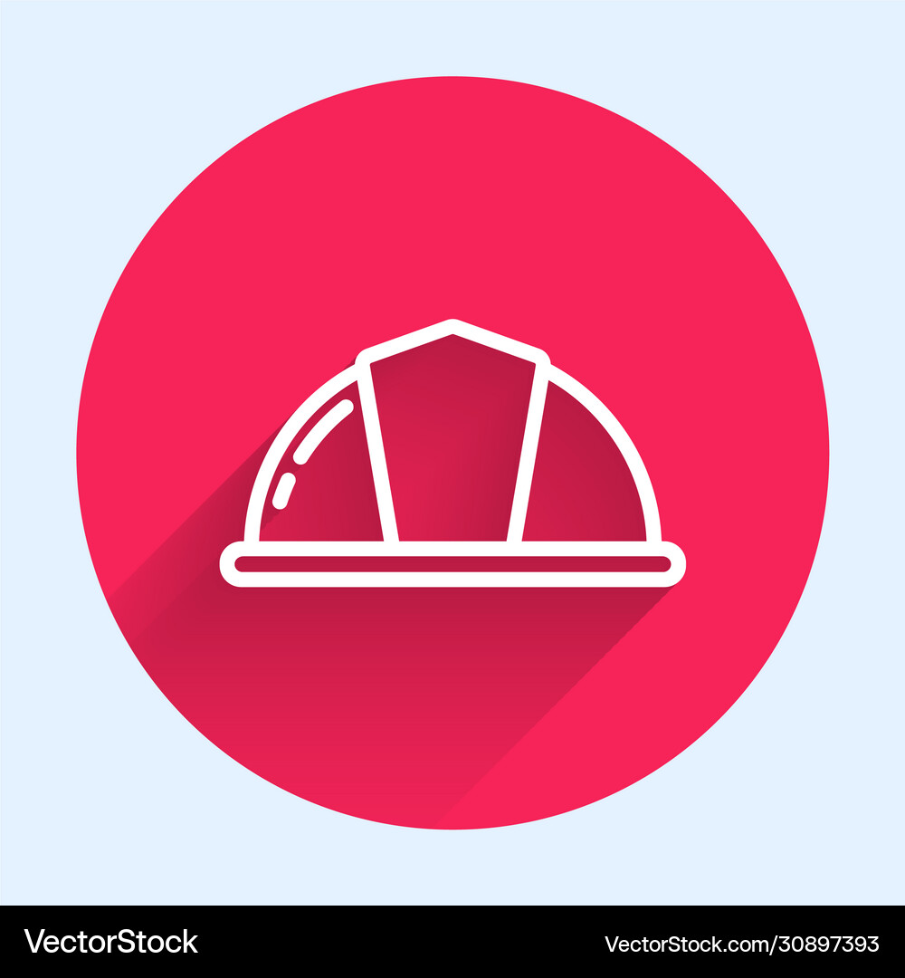 White line worker safety helmet icon isolated Vector Image