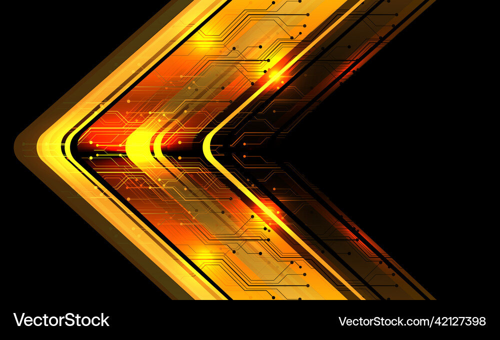 Abstract gold circuit cyber arrow direction Vector Image