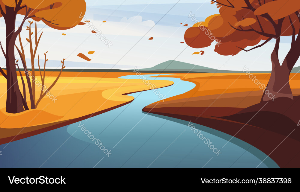Autumn river landscape Royalty Free Vector Image