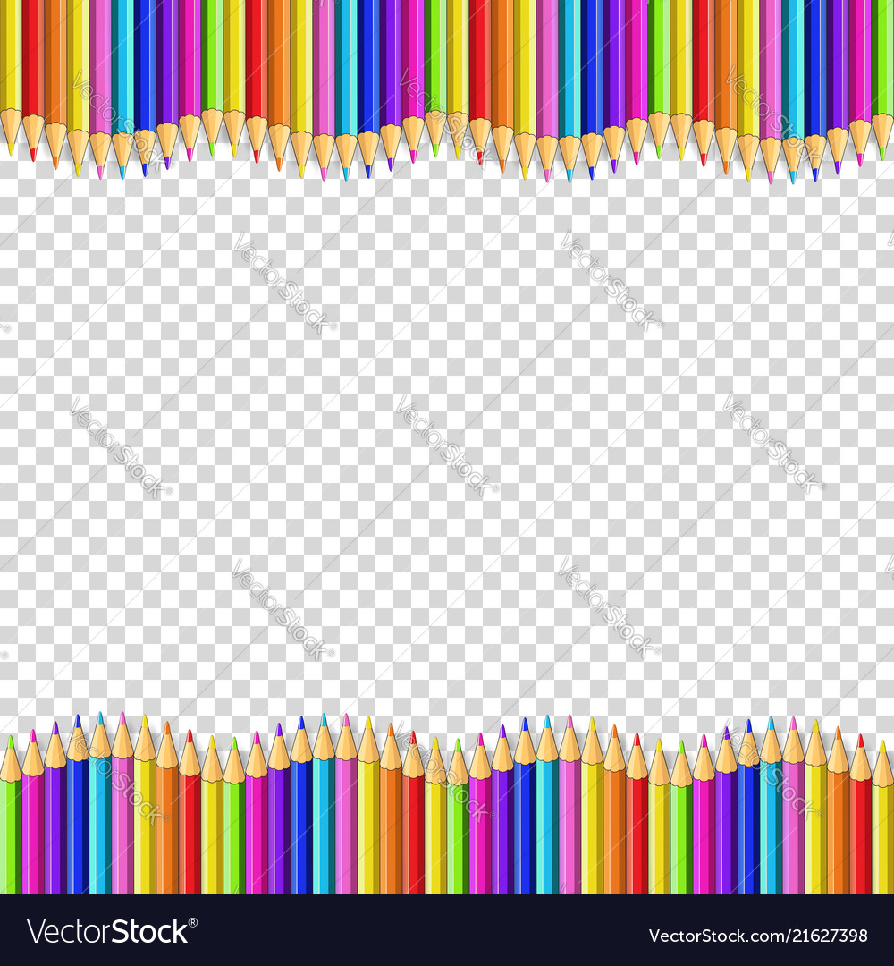Frame made of colored wooden pencils isolated Vector Image