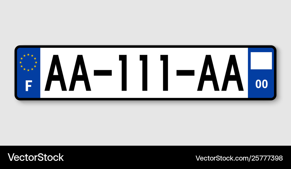 French Vehicle Registration Plate Royalty Free Vector Image