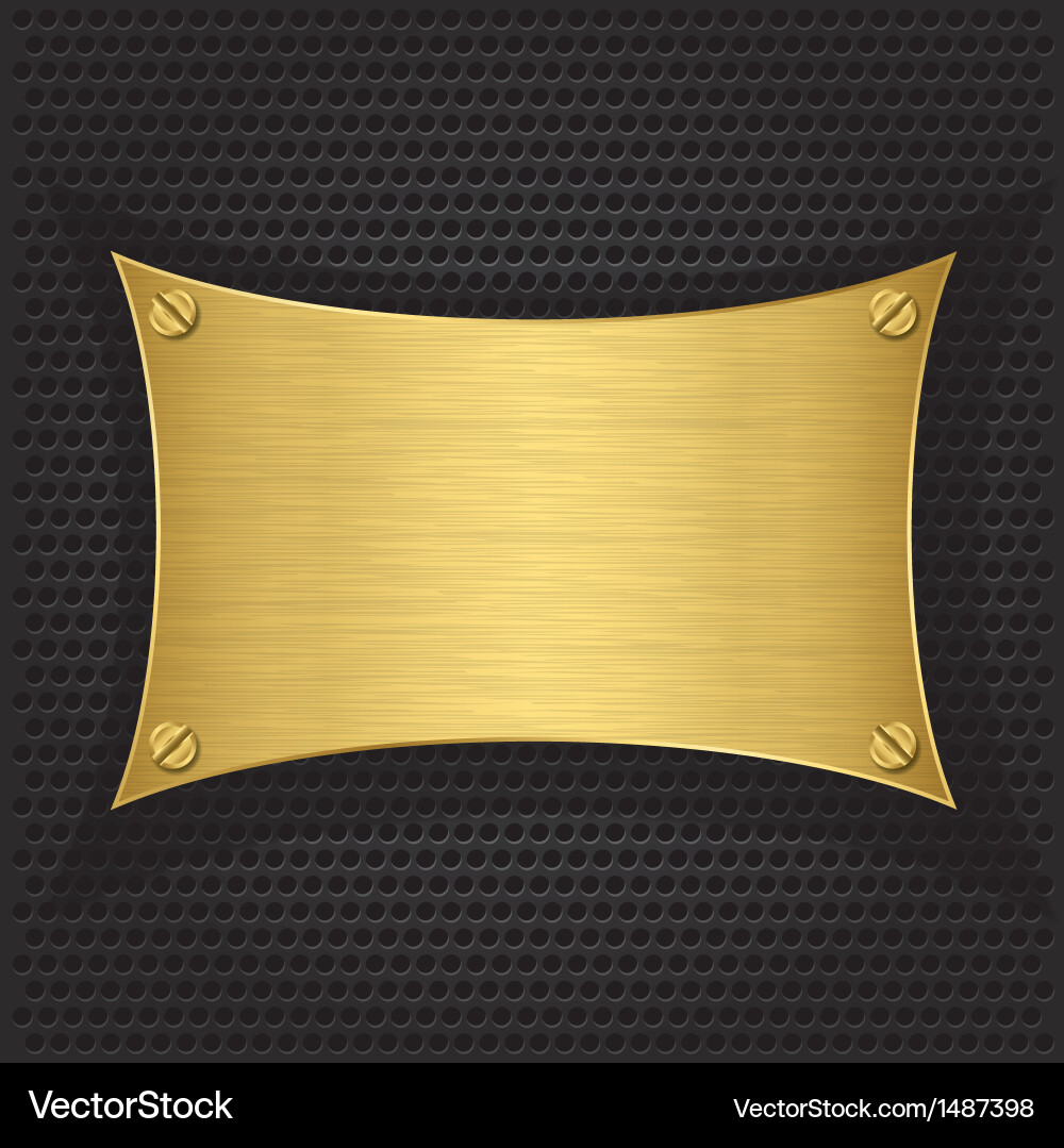 Golden frame with screws on abstract metallic back