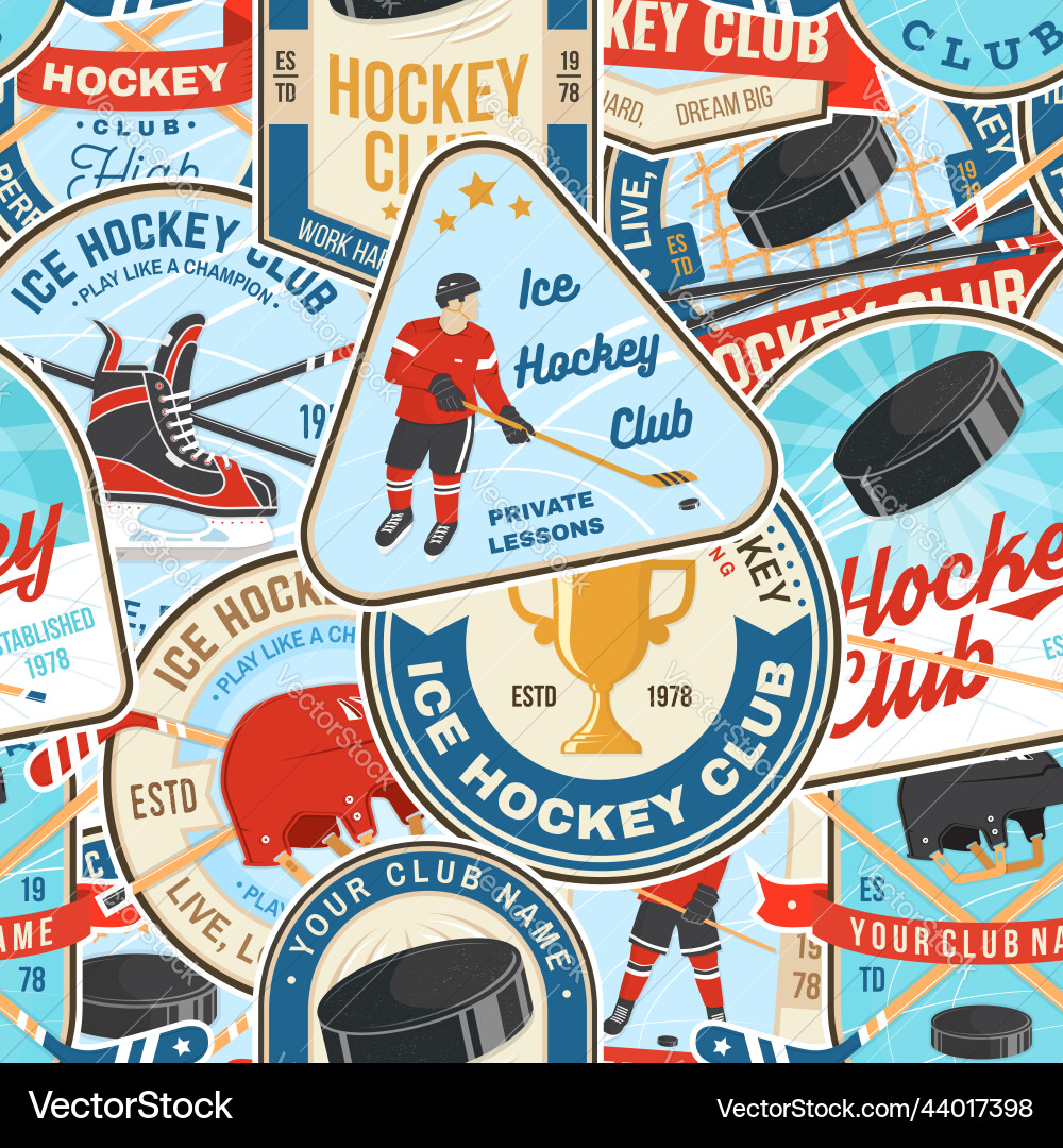 Ice hockey colorful seamless pattern concept Vector Image