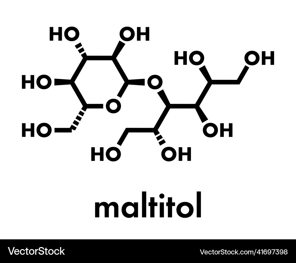 Maltitol sugar alcohol sweetener molecule Vector Image