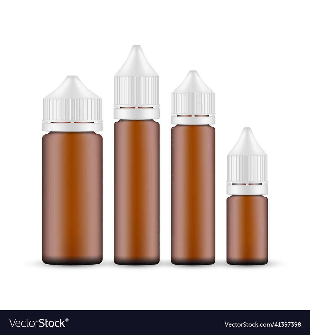Plastic amber dropper bottles mockups Royalty Free Vector