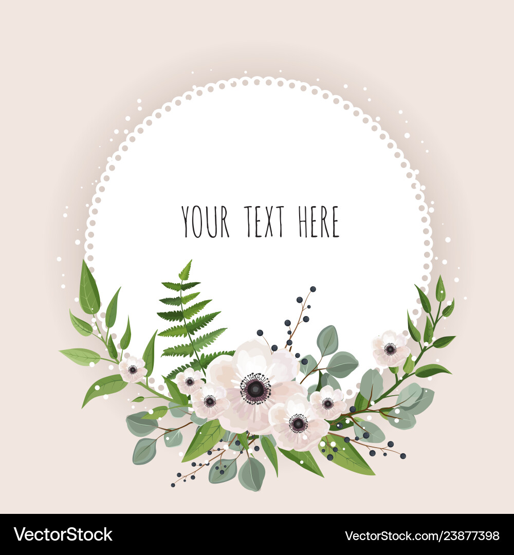 Round floral label frame arranged from leaves and Vector Image