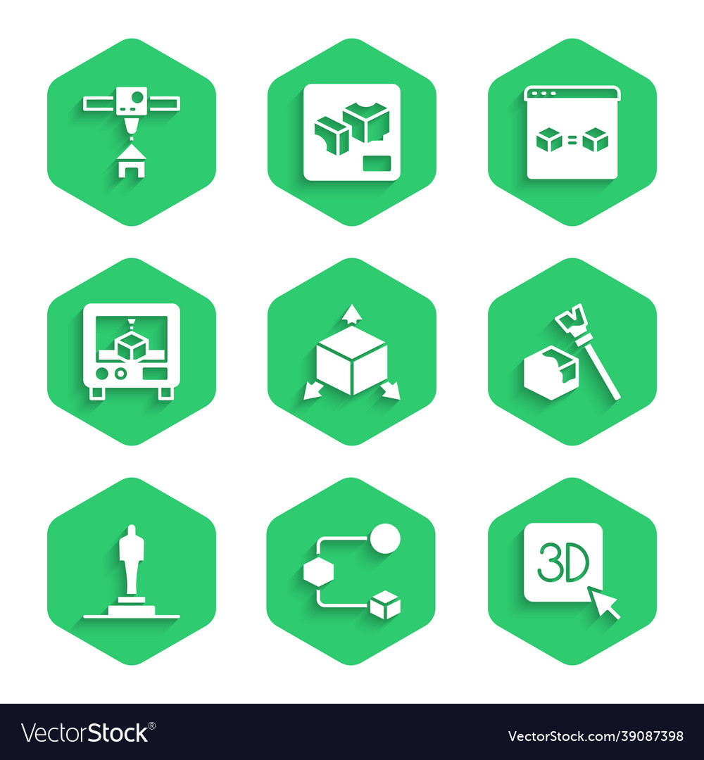 Set isometric cube 3d printer model perfect Vector Image