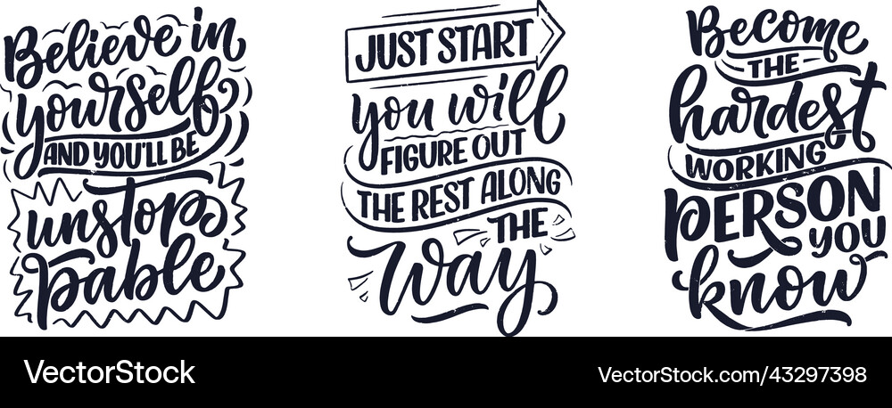 Set with hand drawn motivation lettering quotes Vector Image