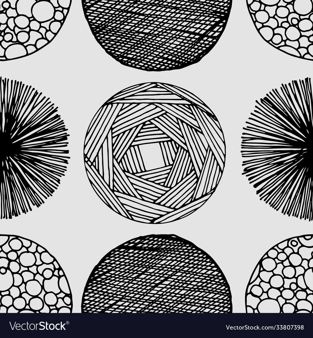 Simple hand drawn sketched circle seamless pattern