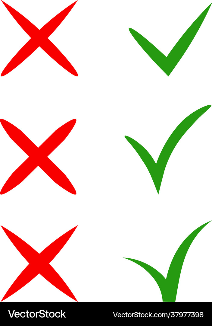 Stylish check marks set green tick and red Vector Image
