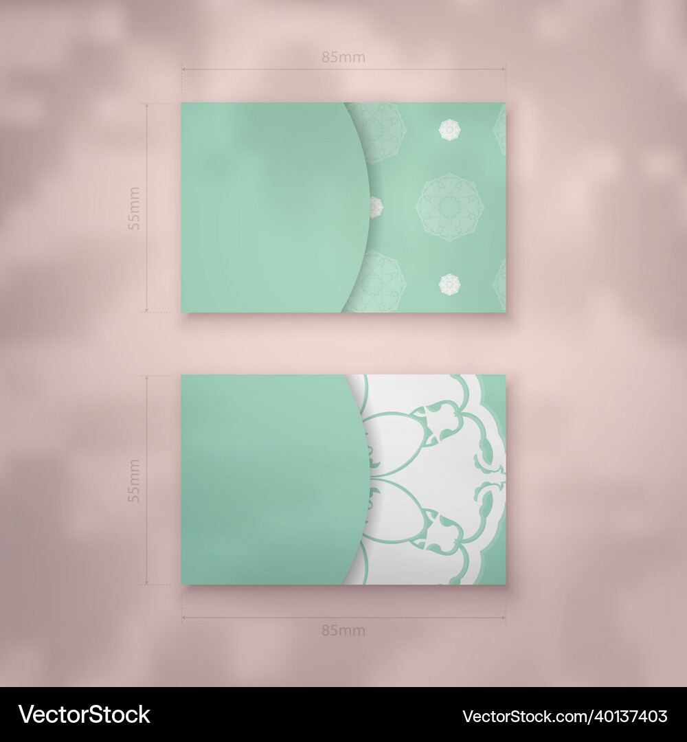 A mint color business card template Royalty Free Vector