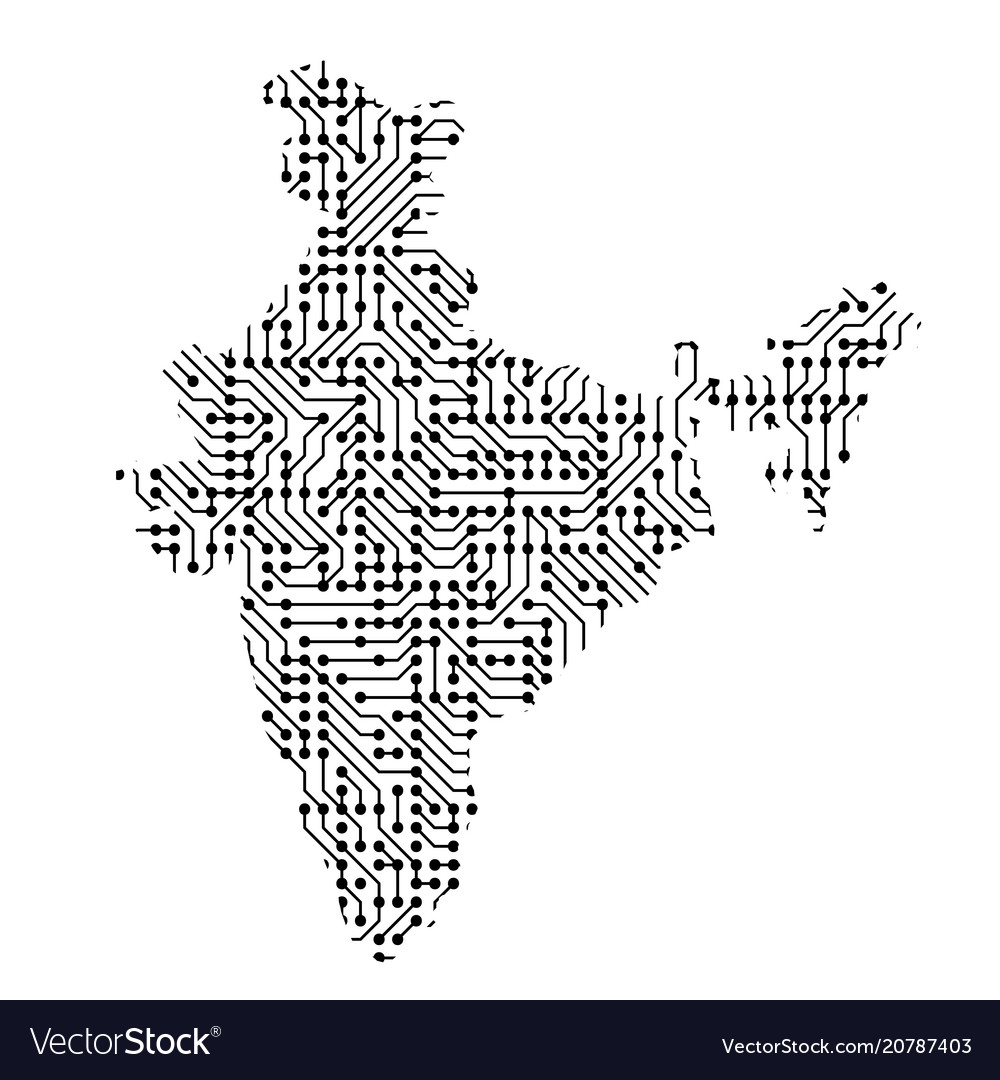 Abstract schematic map india from black Royalty Free Vector Abstract schematic map india from black Royalty Free Vector