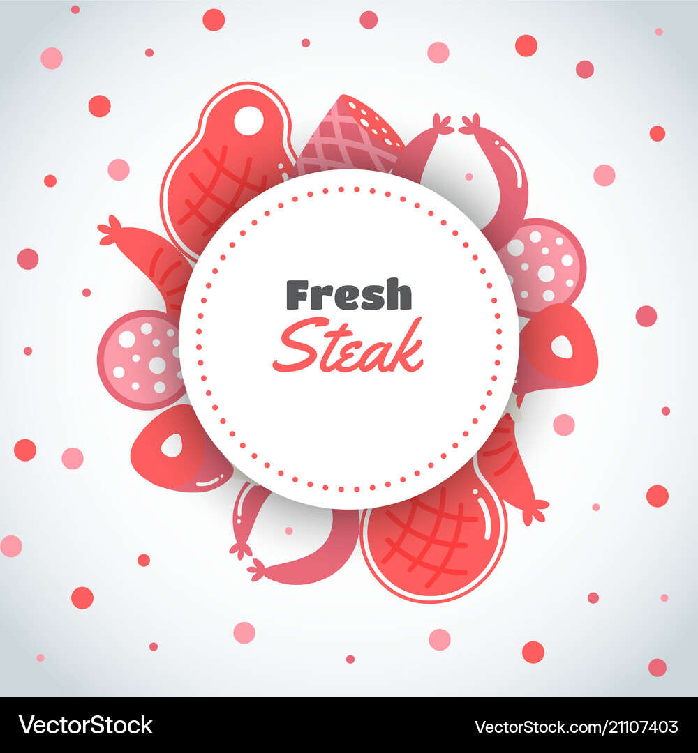 Background with meat products flat meat farm Vector Image