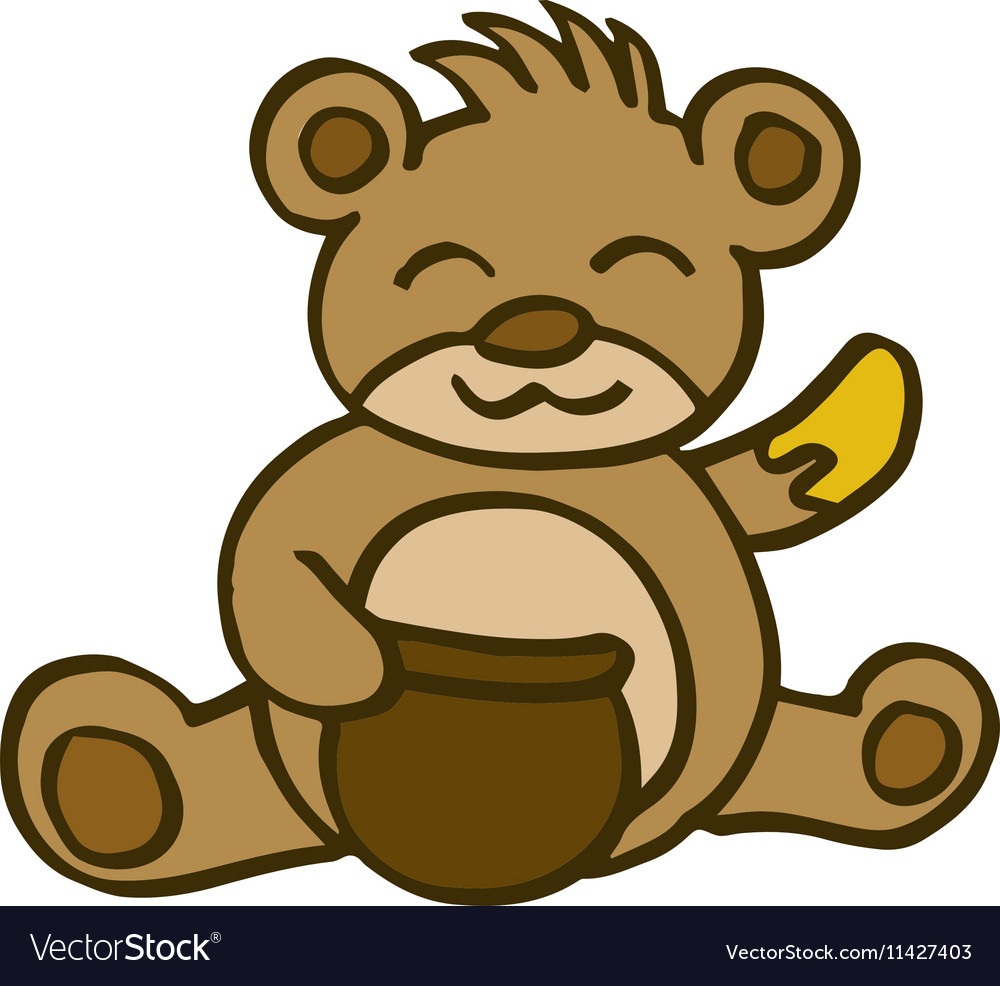 Bear and honey cartoon for kids Royalty Free Vector Image