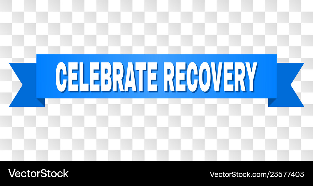 Blue ribbon with celebrate recovery text Vector Image