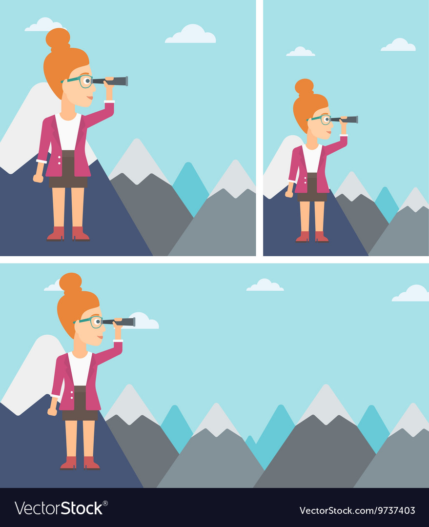 Business woman looking through spyglass Royalty Free Vector Business woman looking through spyglass Royalty Free Vector