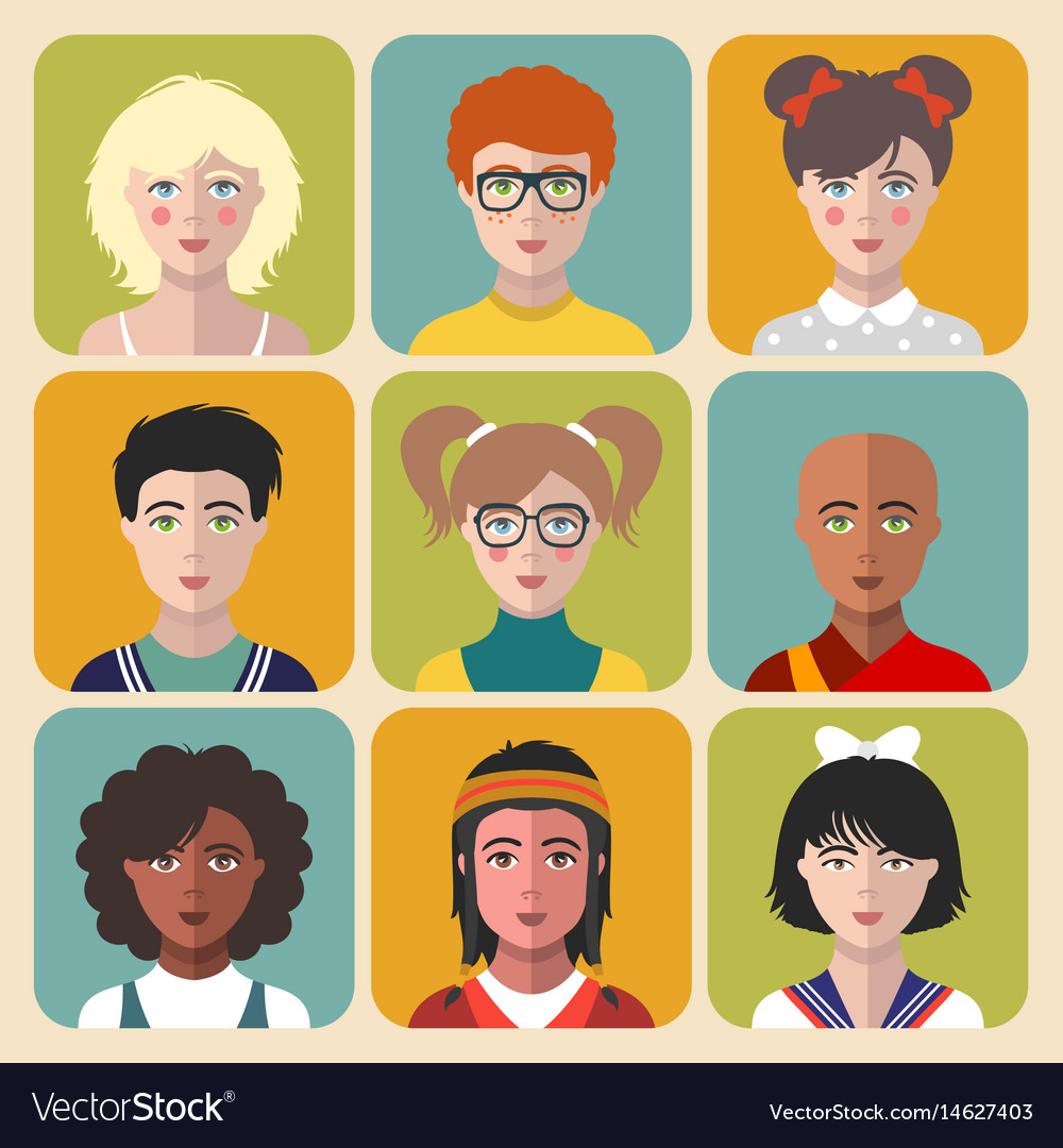 Children avatars set of different Royalty Free Vector Image