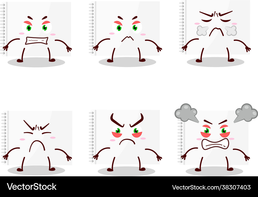 Drawing book cartoon character with various angry Vector Image