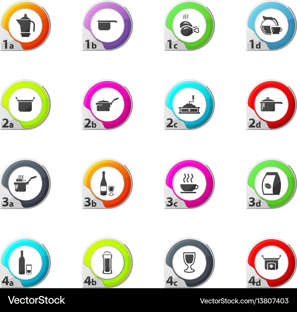Food and kitchen icons set Royalty Free Vector Image