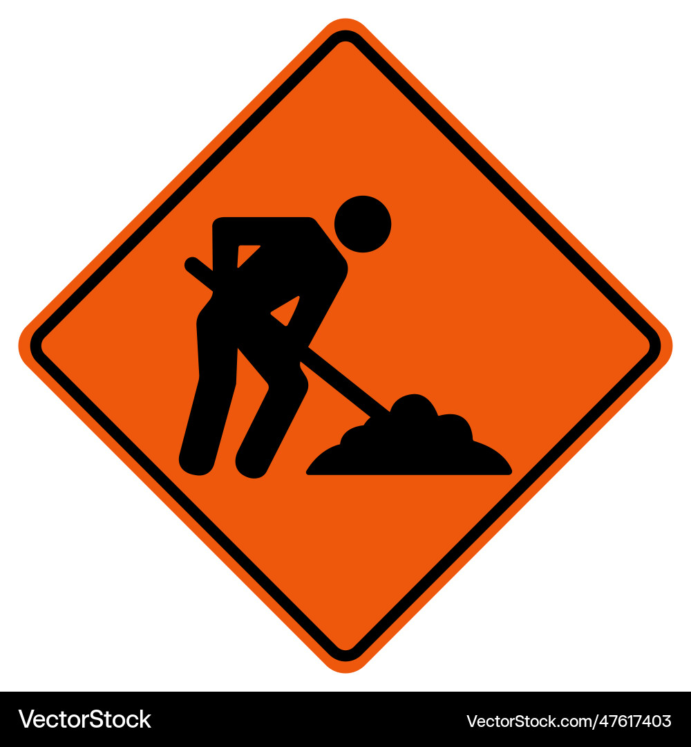 Men work roadunder construction traffic road Vector Image