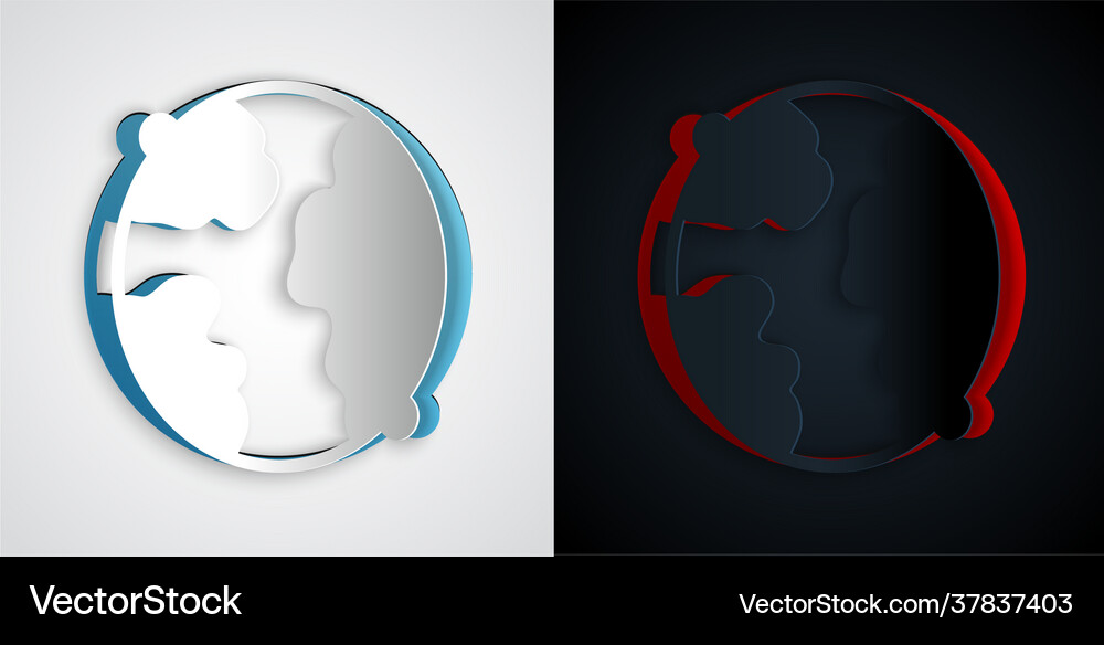 Paper cut worldwide icon isolated on grey Vector Image