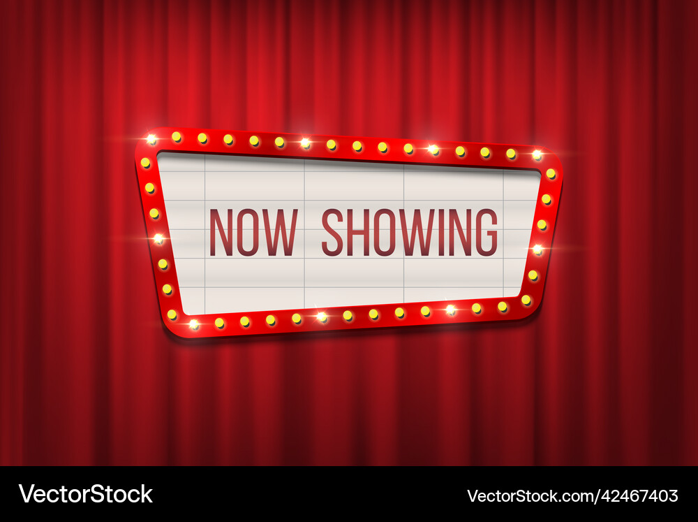 Retro cinema announcement board with bulb Vector Image
