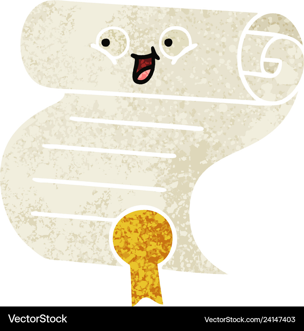 Retro style cartoon contract Royalty Free Vector Image