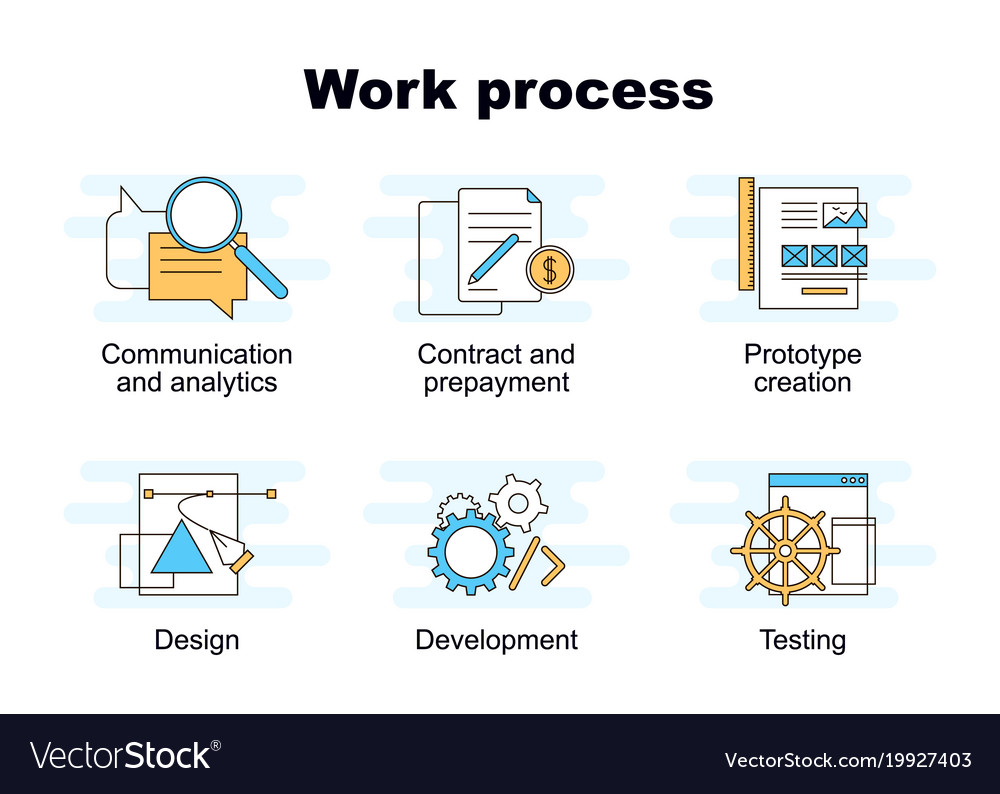 Set work process Royalty Free Vector Image - VectorStock