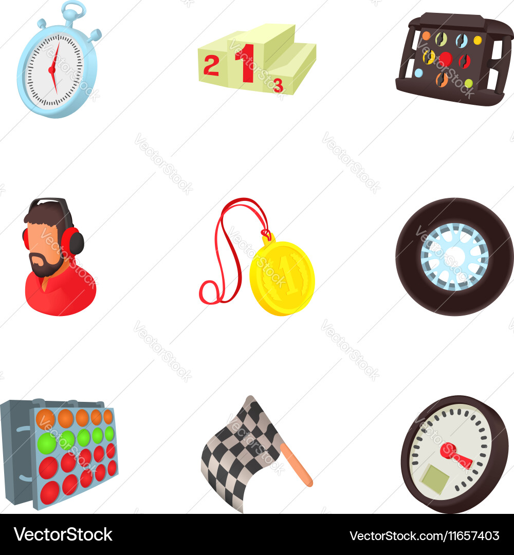 Speed race icons set cartoon style Royalty Free Vector Image