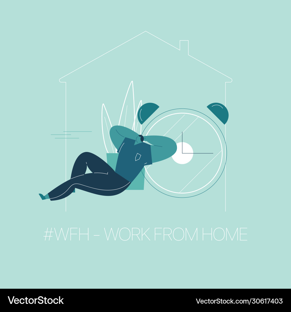 Wfh - work from home office an employee Royalty Free Vector