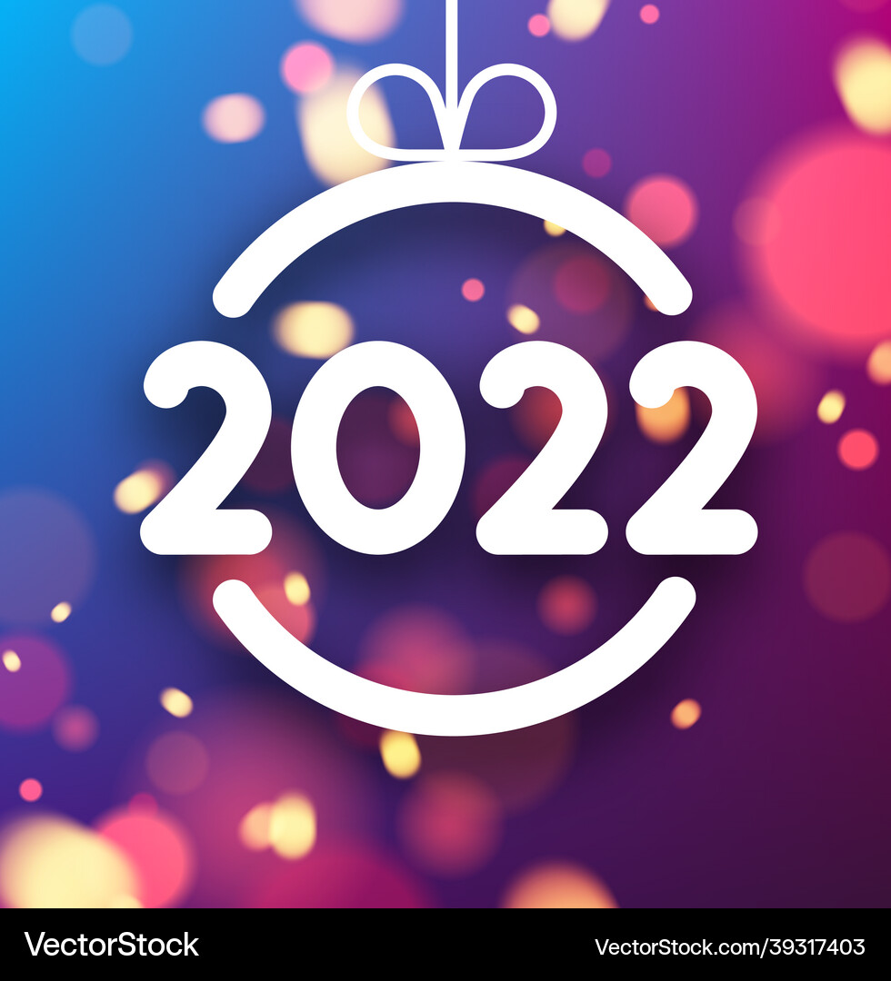White christmas tree toy with 2022 sign Royalty Free Vector