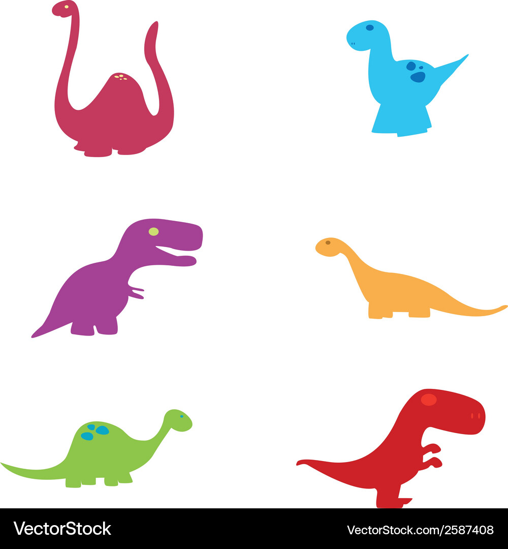 Abstract cute dinosaurs on a white background Vector Image