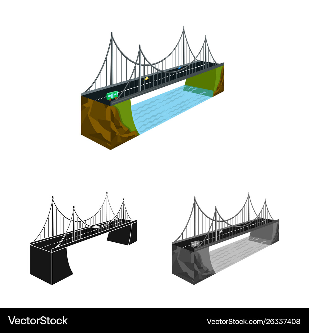 Bridge and rock sign Royalty Free Vector Image