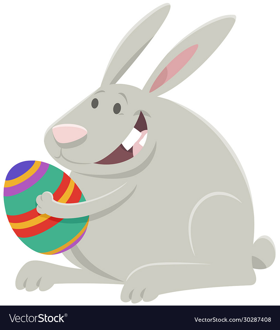 Cartoon easter bunny with easter egg Royalty Free Vector