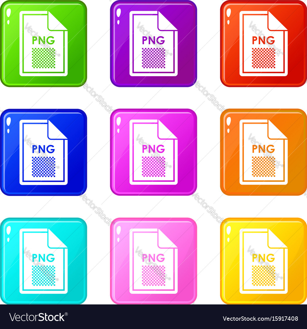 File png icons 9 set Royalty Free Vector Image
