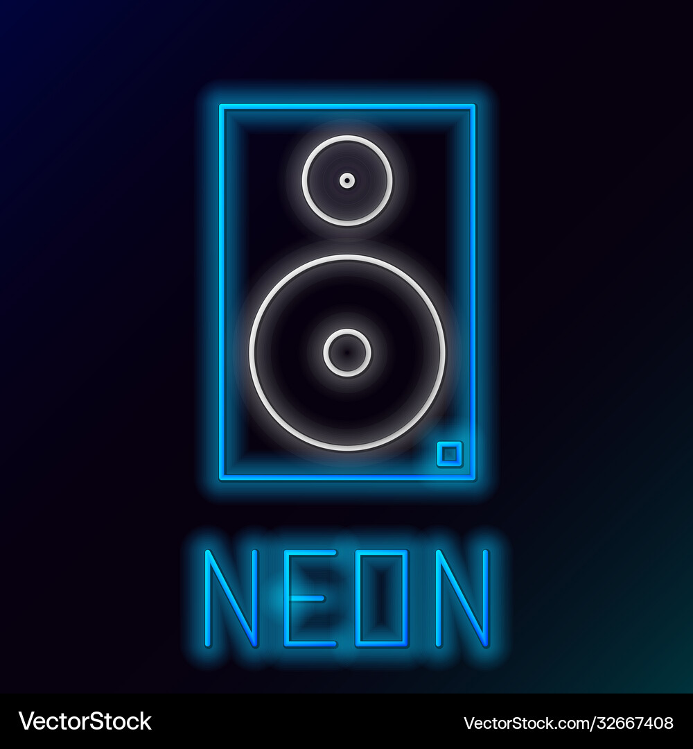 Glowing neon line stereo speaker icon isolated Vector Image