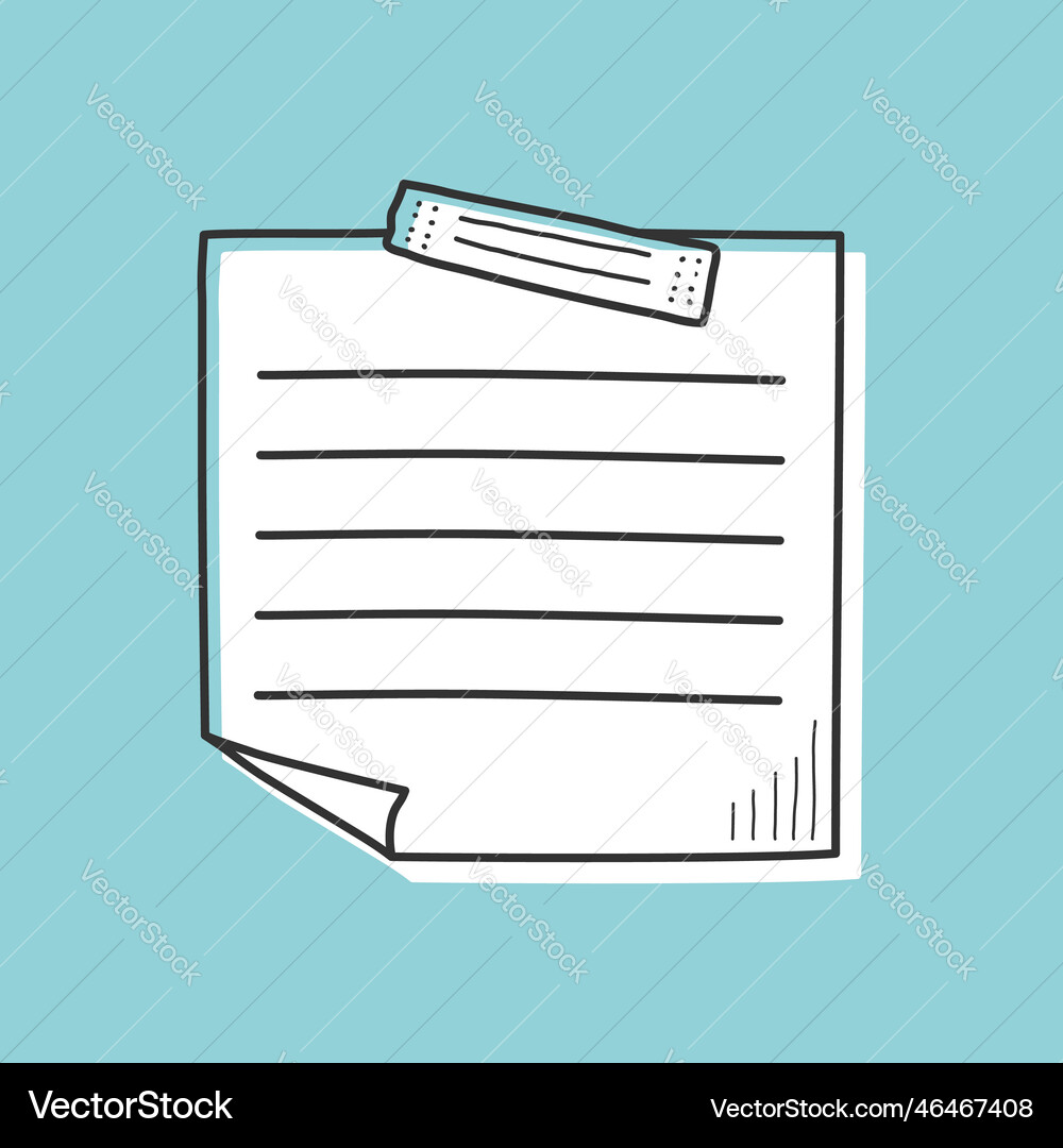 Hand drawn memo paper sheet icon in flat style Vector Image