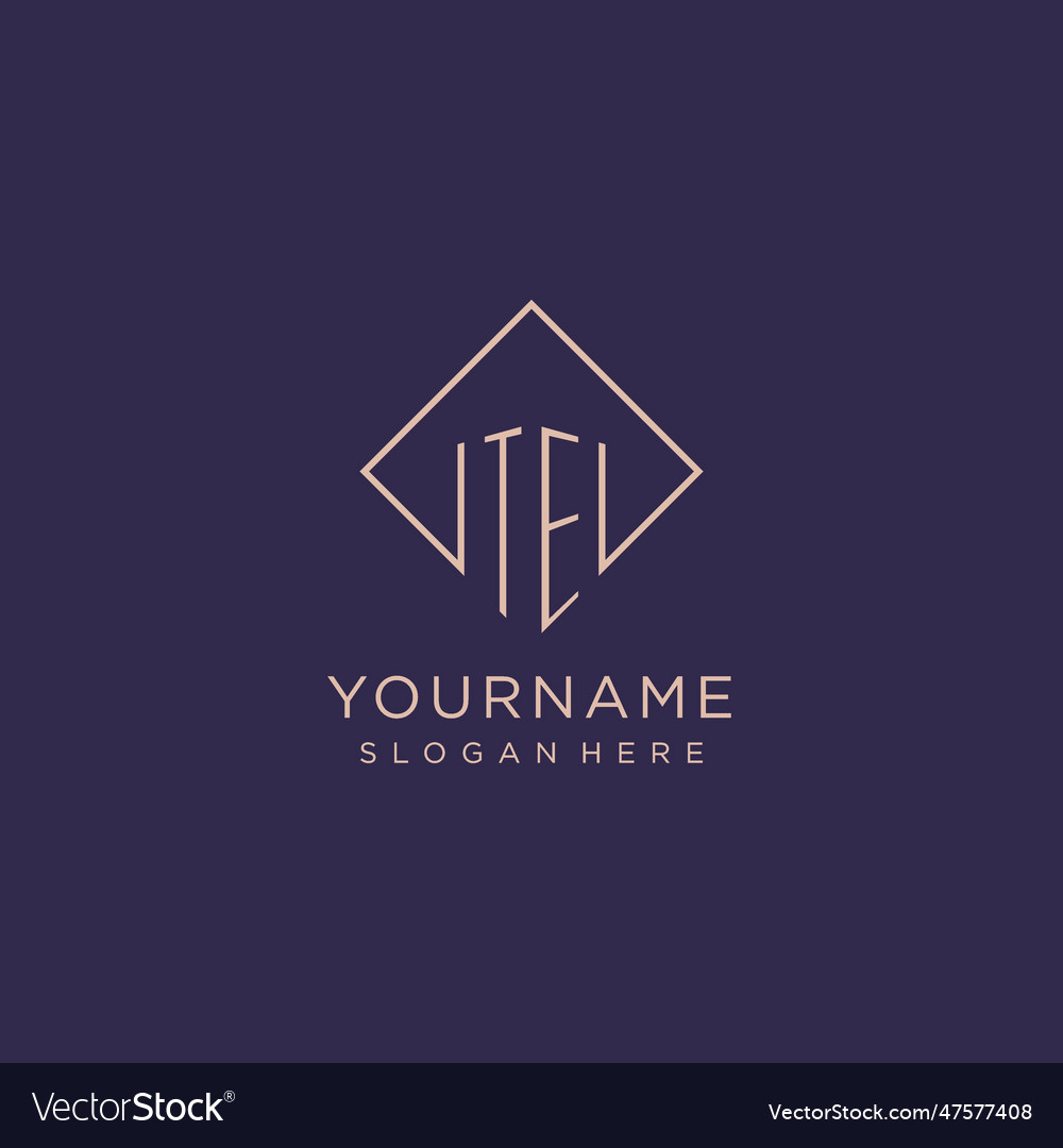 Initials te logo monogram with rectangle style Vector Image
