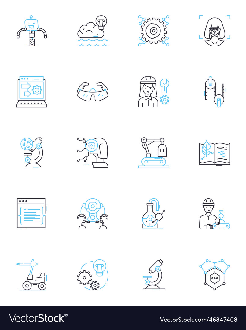 Innovative machinery linear icons set automation Vector Image