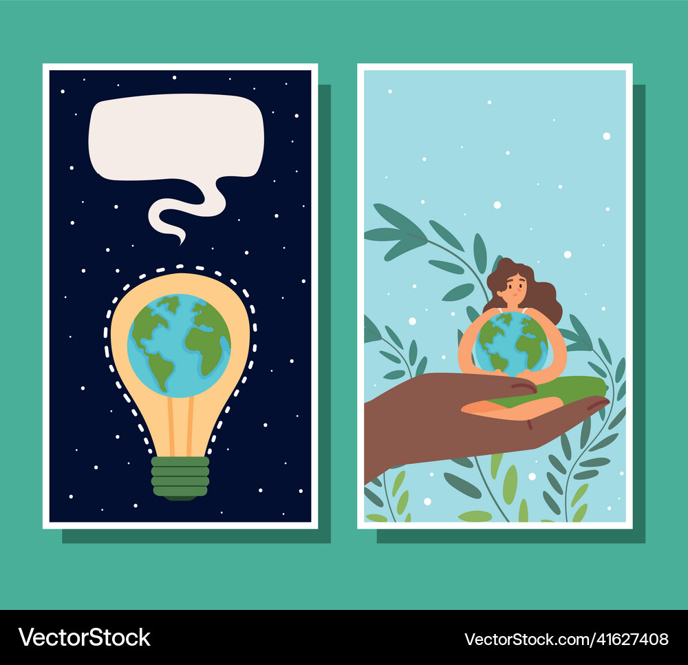Save the planet vertical banner Royalty Free Vector Image