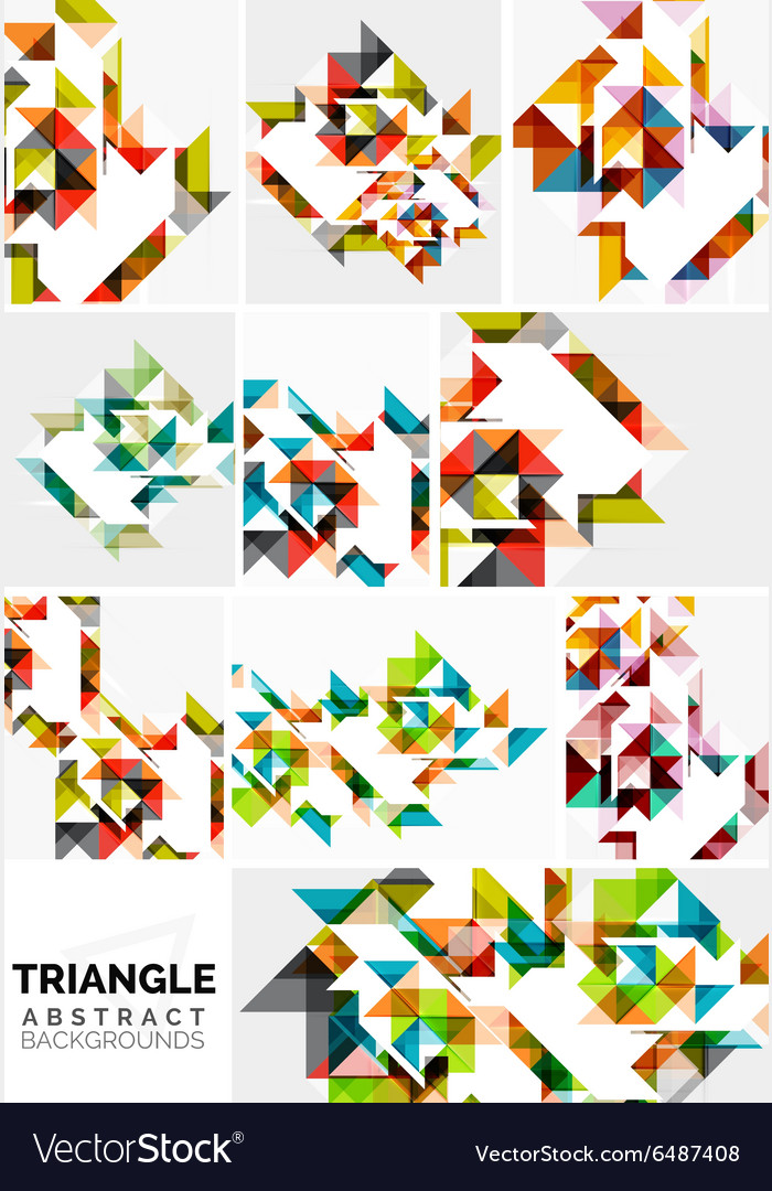 Set of colorful modern triangle pattern Royalty Free Vector